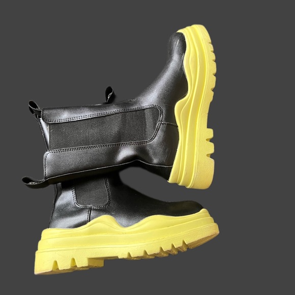 Shoes | Neon Green Chunky Sole Tire Boots | Poshmark